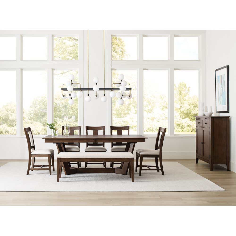 Kafe 80" Rectangular Trestle Table Pkg, Mocha | La-Z-Boy