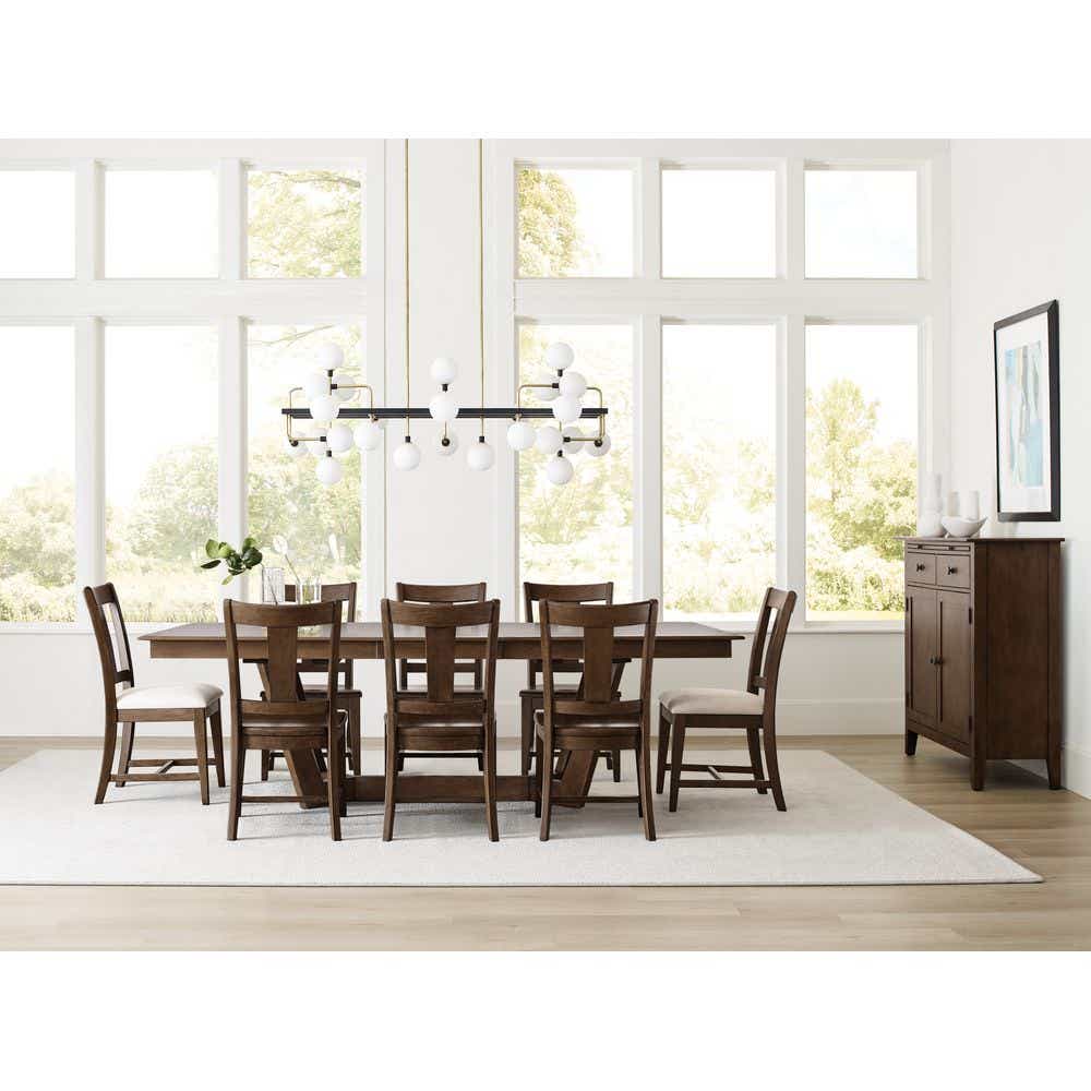 Kafe 80" Rectangular Trestle Table Pkg, Mocha | La-Z-Boy